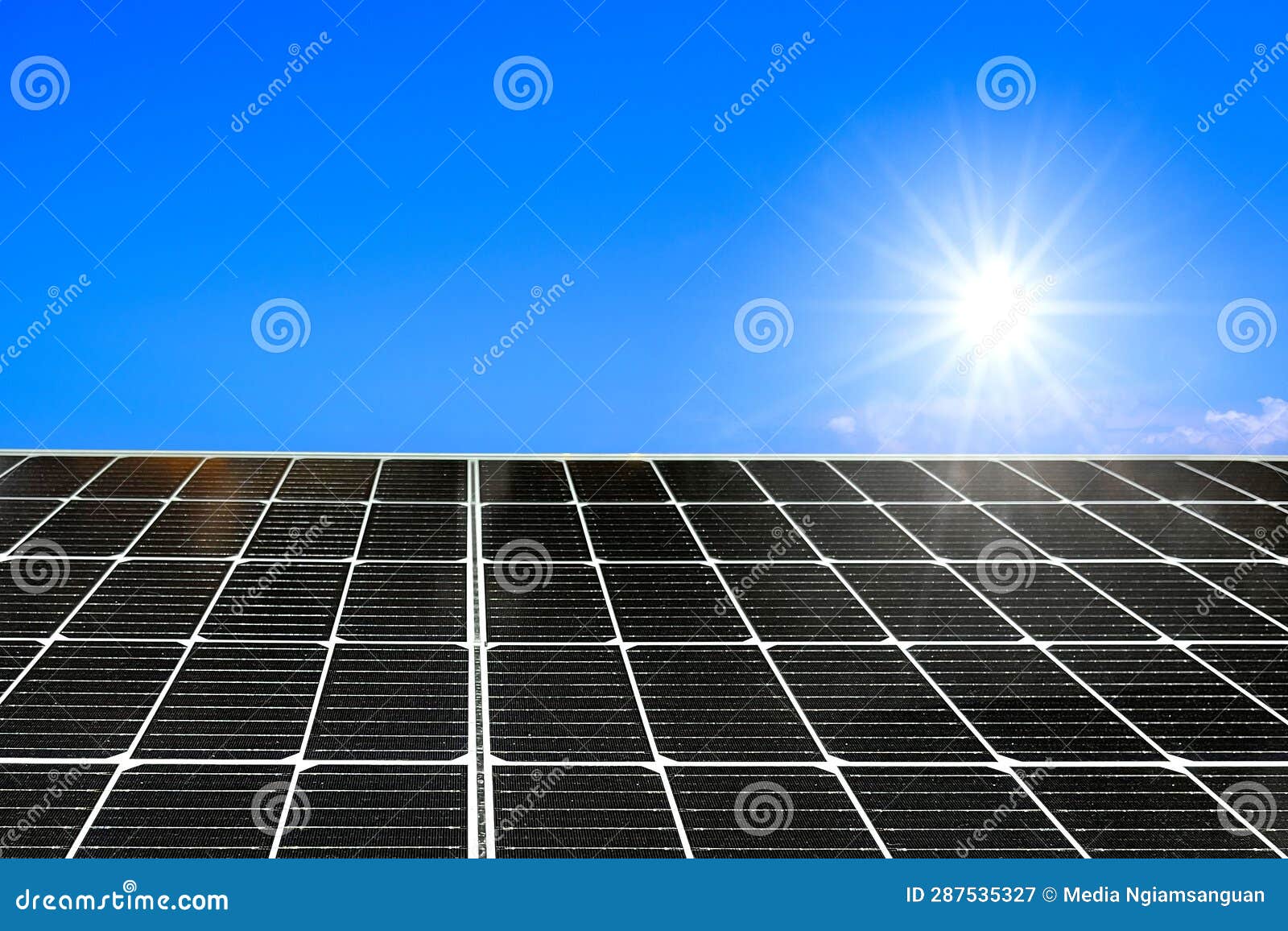 Solar Power Solar Panels on the Sky Background Using Natural Energy ...