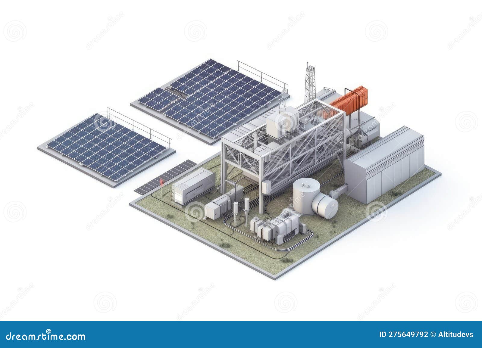 Solar Power Plant, with Panels and Generators in Full View Stock ...