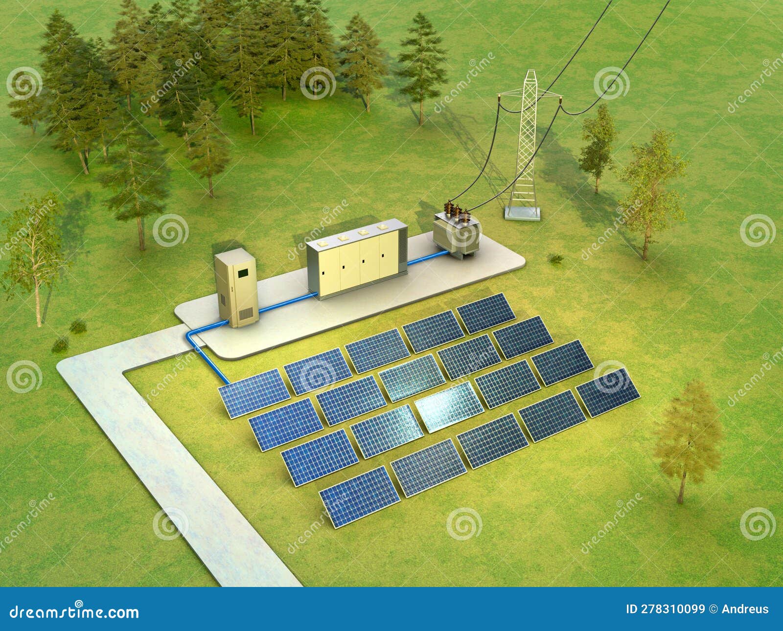 Solar Power Plant Schematic Stock Illustration - Illustration of clean ...