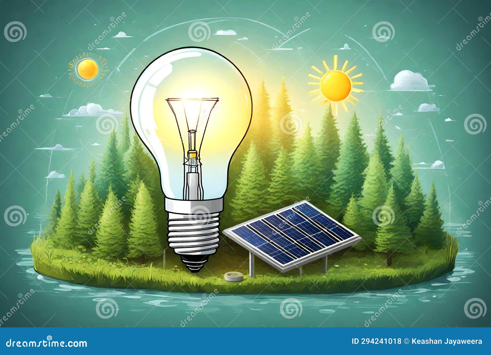 Solar Power, a Source of Clean Energy Stock Illustration - Illustration ...