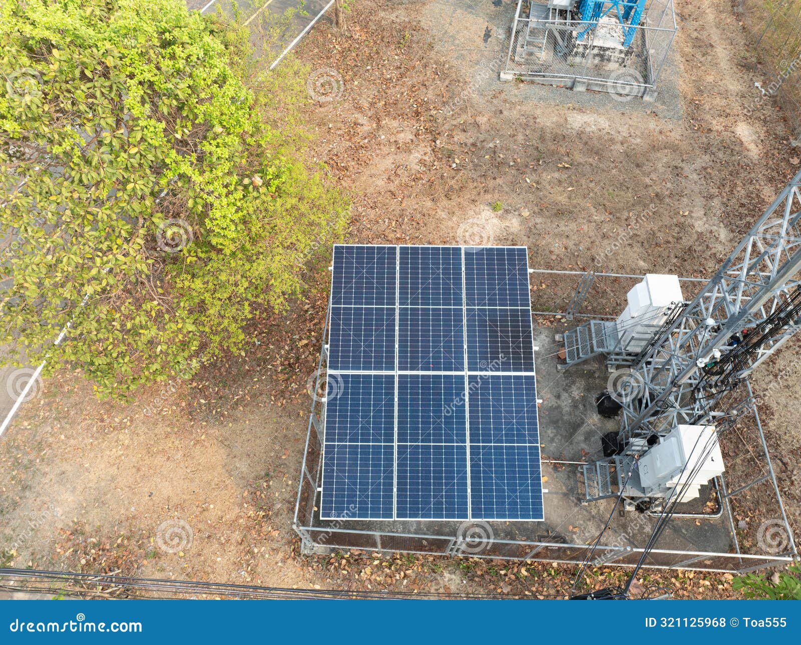 Solar Power System for Communication Tower in Rural Stock Photo - Image ...
