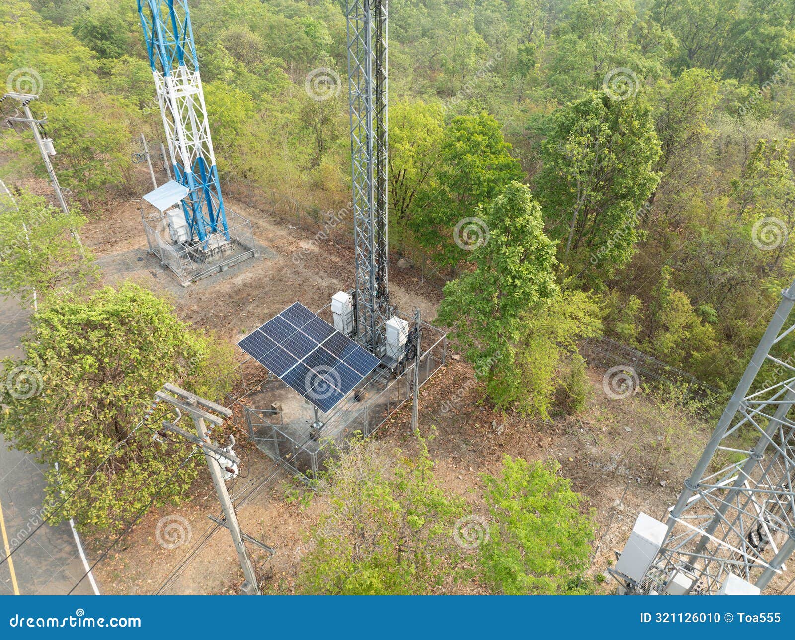 Solar Power System for Communication Tower in Rural Stock Photo - Image ...
