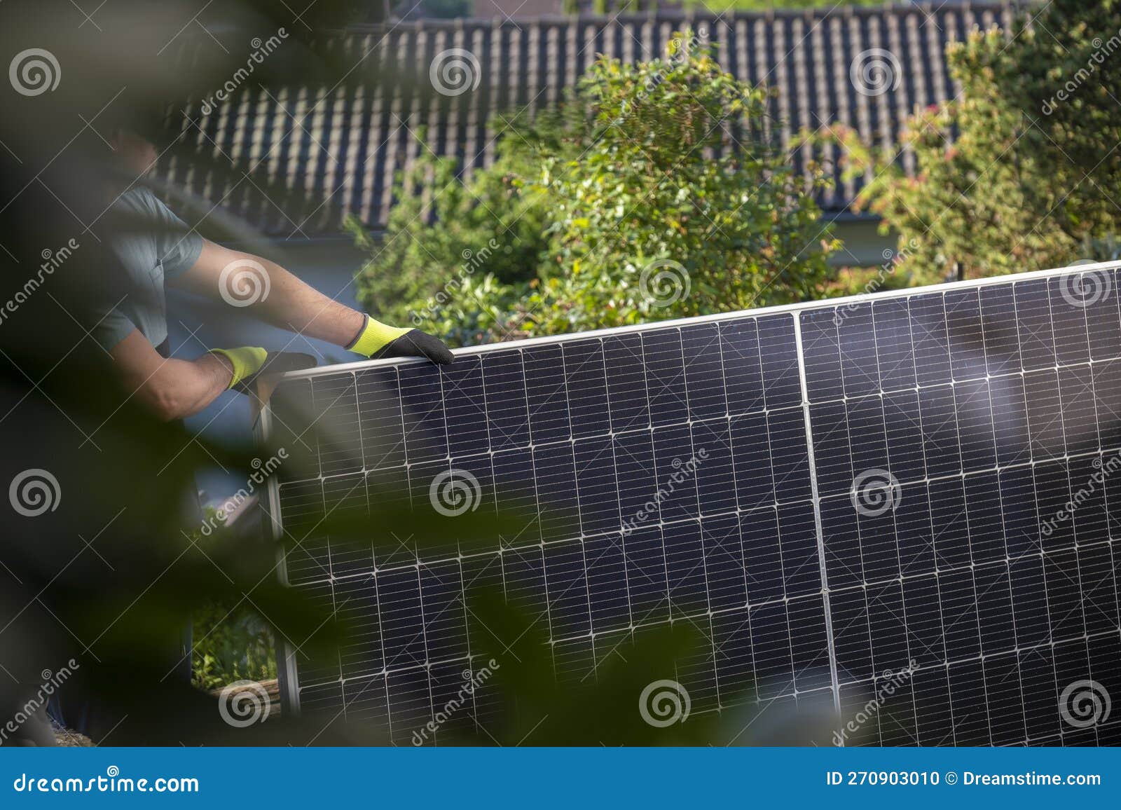 Solar Power Technology. Installation of Energy Light Modules in a ...