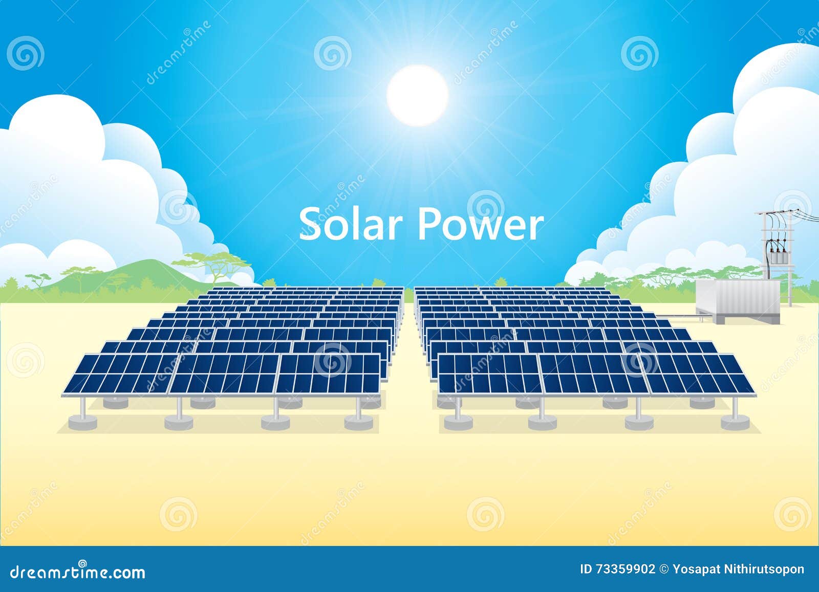 Solar power stock vector. Illustration of natural, electricity - 73359902
