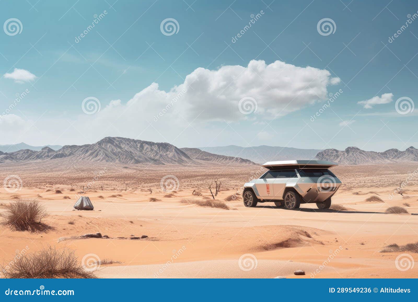 Solar-powered Autonomous Vehicle in a Desert Landscape Stock Photo ...