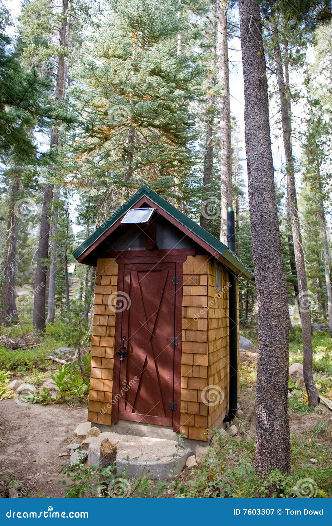Solar Powered Bathroom in Wood Stock Image - Image of california ...