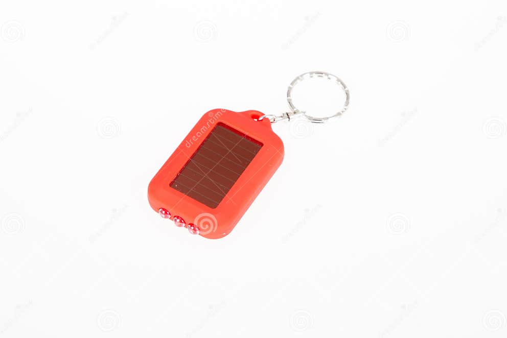 Solar Powered LED Keychain Red Plastic Flashlight Stock Image - Image ...