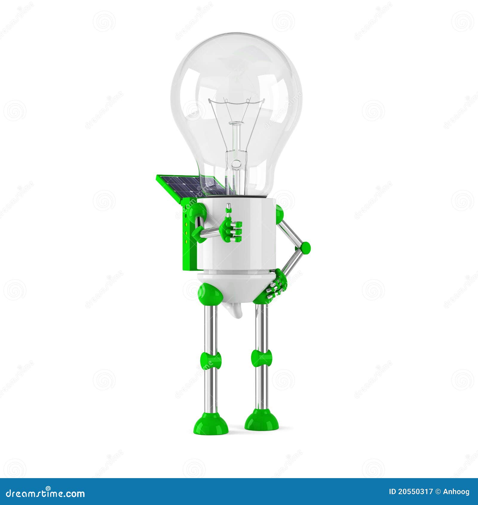 Solar Powered Light Bulb Robot - Thumbs Up Stock Illustration ...