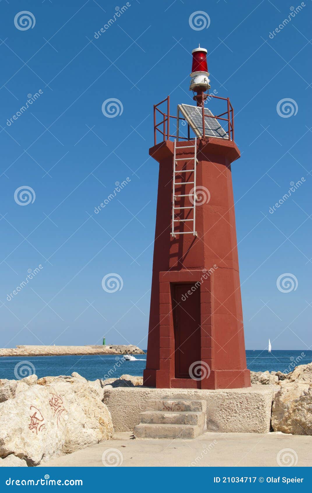 Solar powered lighthouse stock image. Image of panel - 21034717