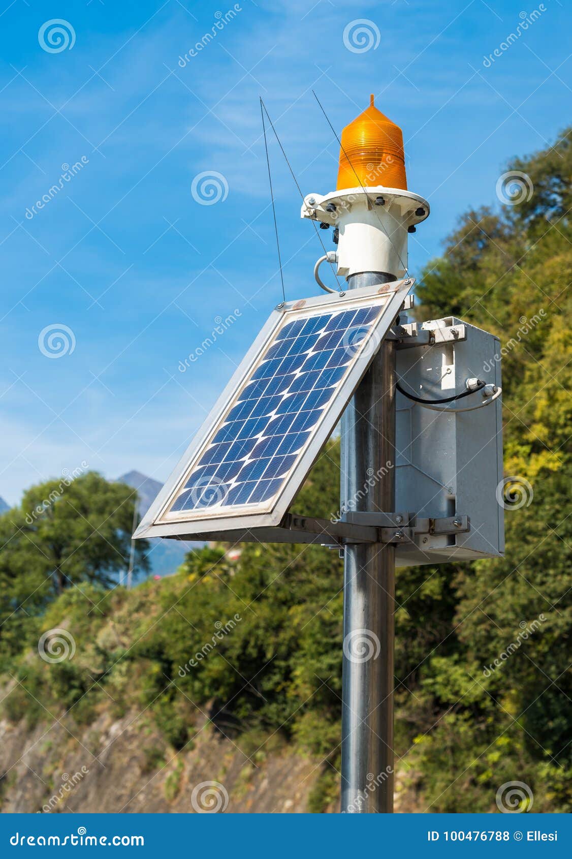 Solar Powered Lighthouse in the Harbour Stock Photo - Image of ...