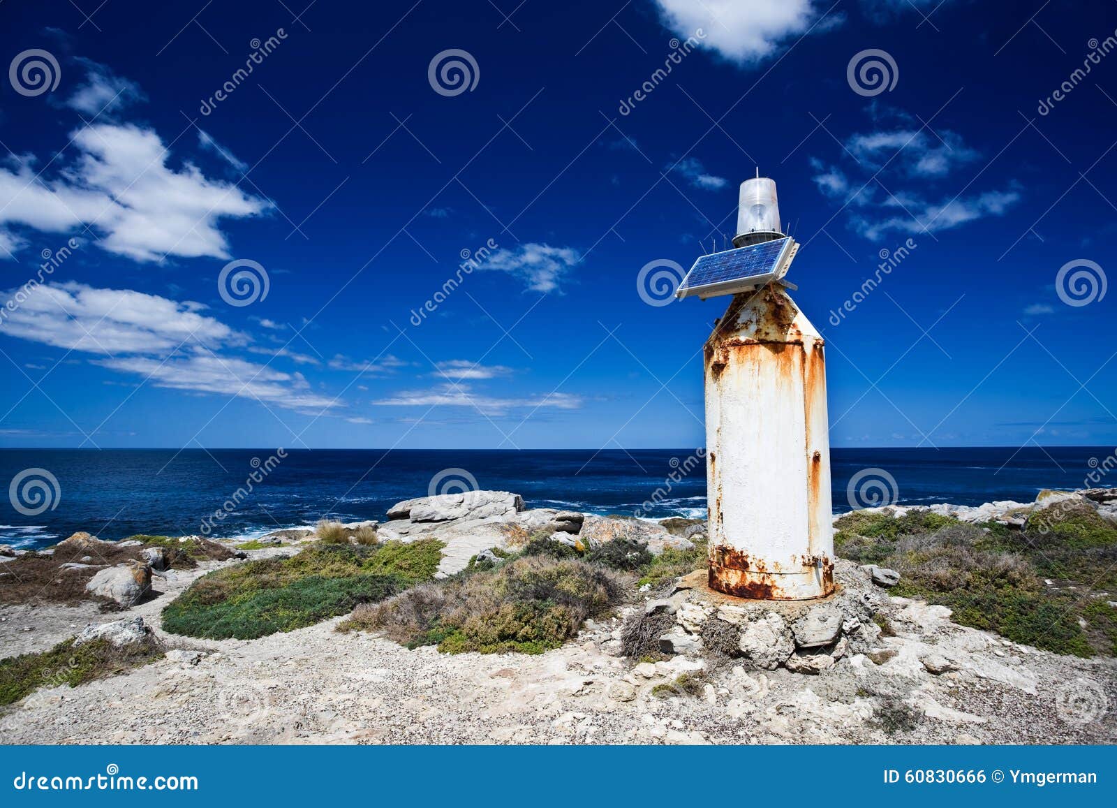Solar powered lighthouse stock photo. Image of horizontal - 60830666