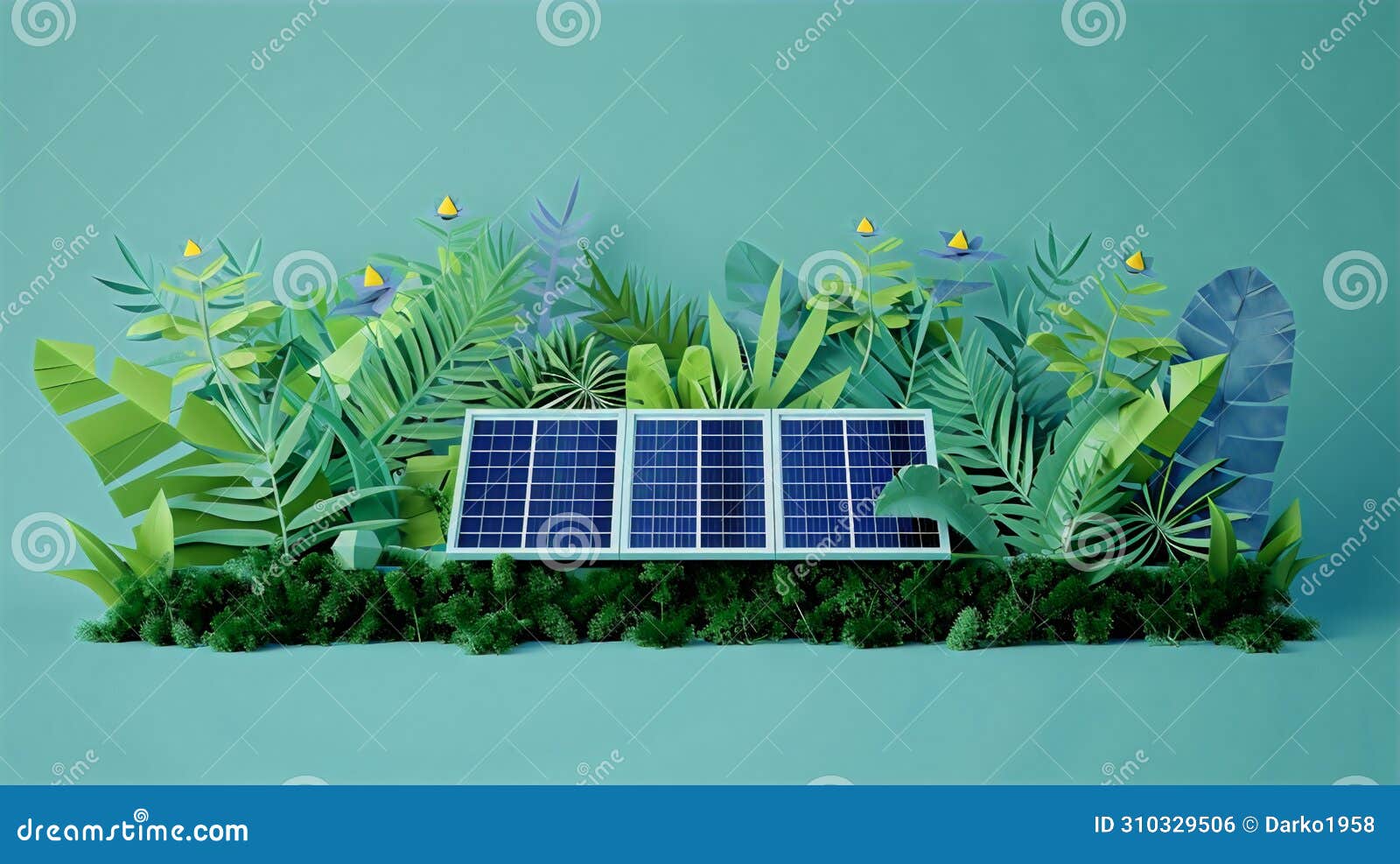 A solar-powered microgrid stock illustration. Illustration of nature ...