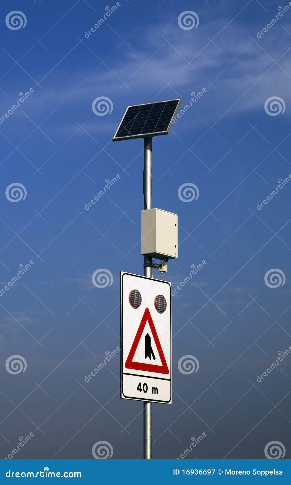 Solar powered road sign stock image. Image of efficiency - 16936697