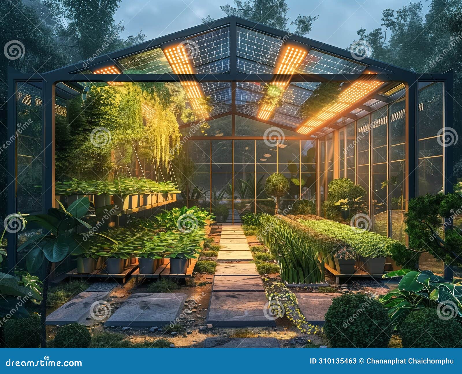 Solar-powered Smart Greenhouse Stock Illustration - Illustration of ...