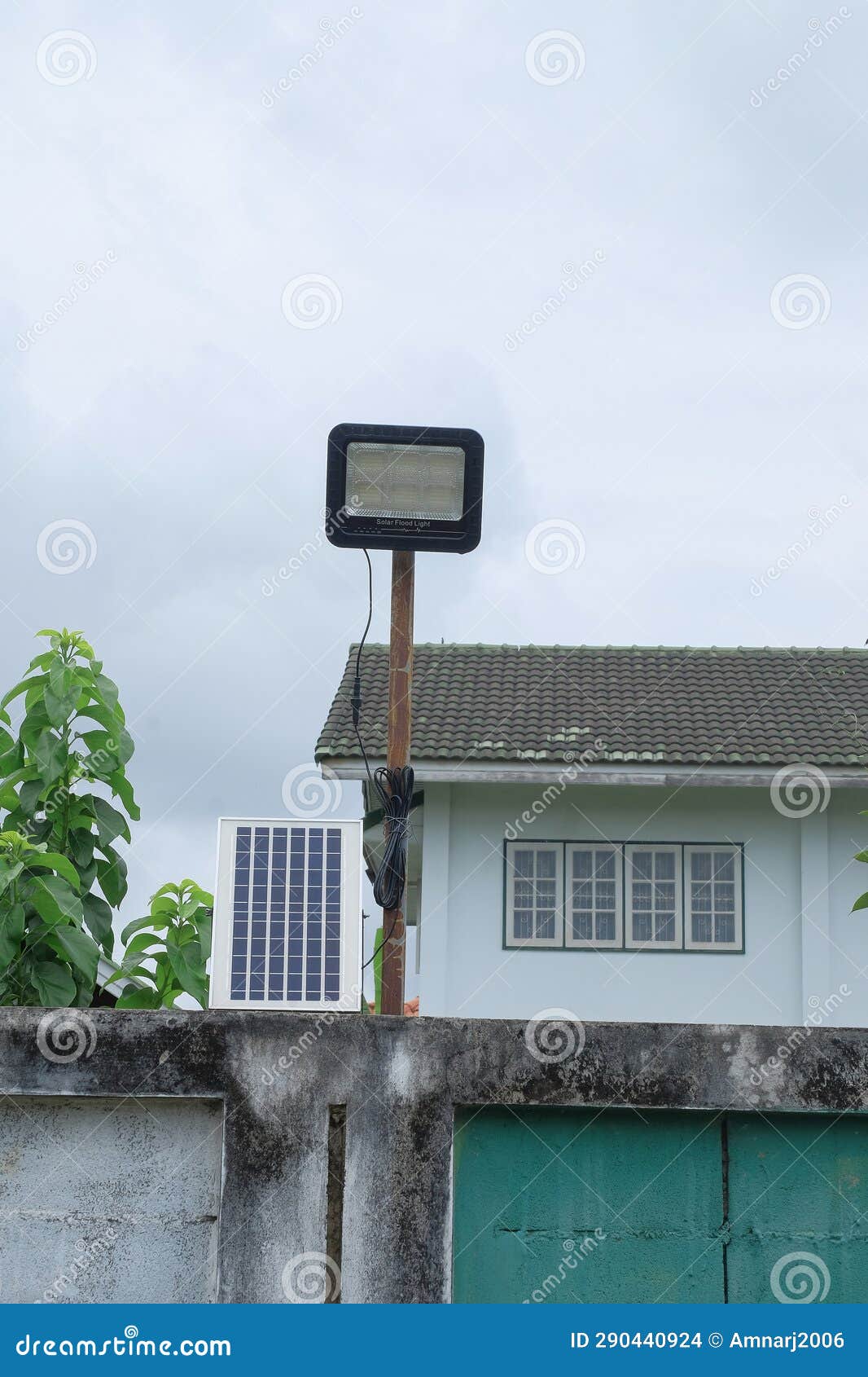 Solar powered street light stock photo. Image of house - 290440924