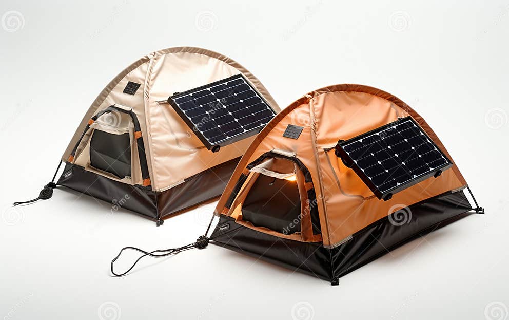 Solar Powered Tents White Setting -Generative Ai Stock Illustration ...