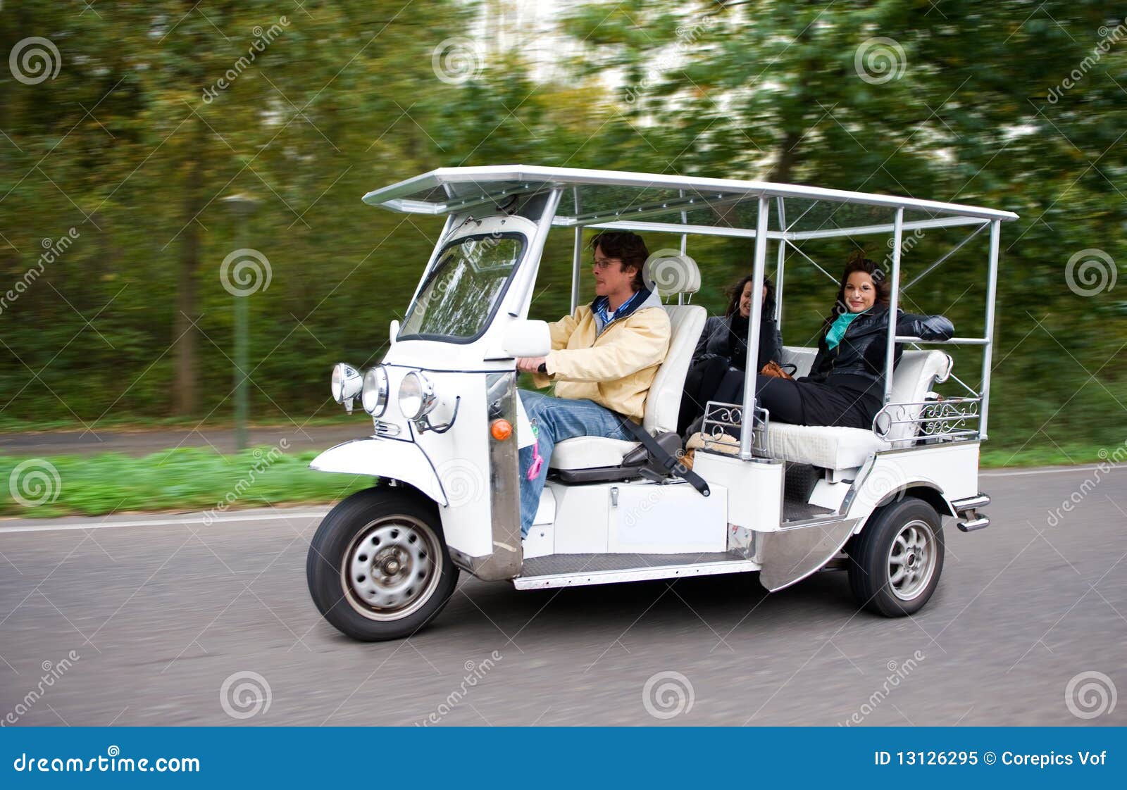 Solar powered tuc tuc stock image. Image of reflection - 13126295