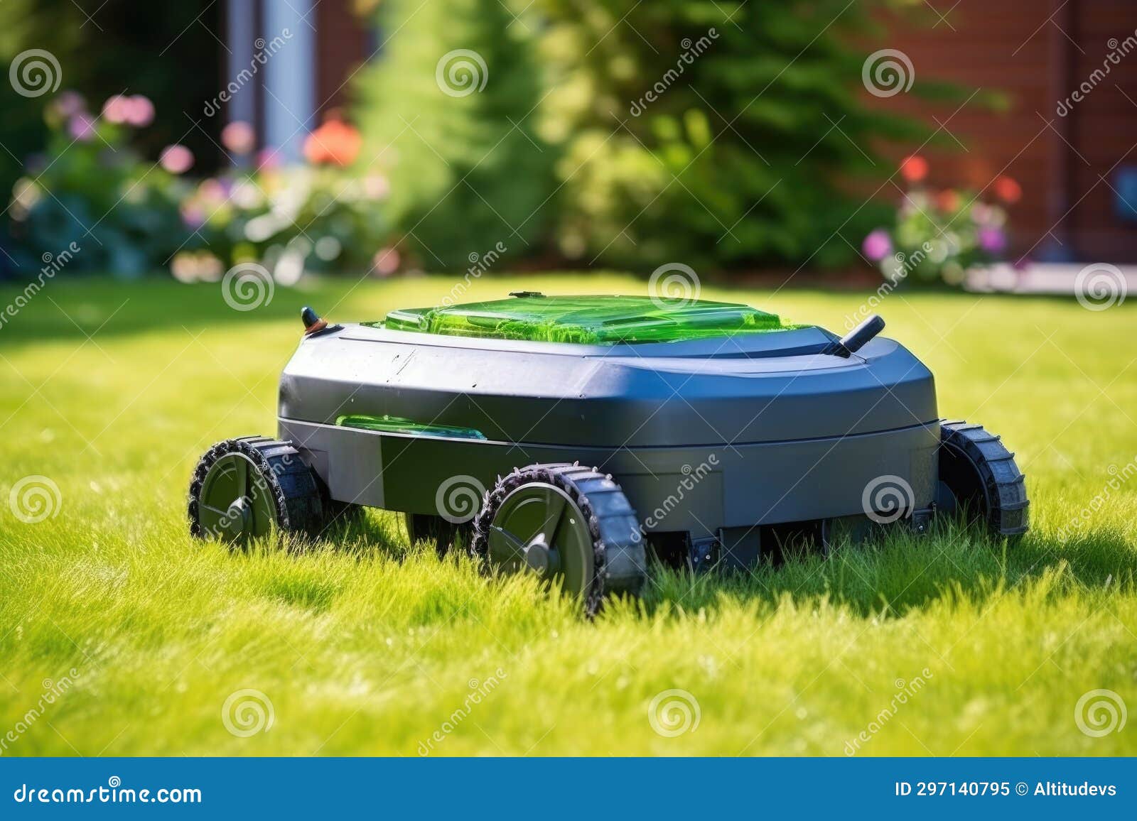 A Solar-powered Weeding Robot Rolling on Lawn Stock Image - Image of ...