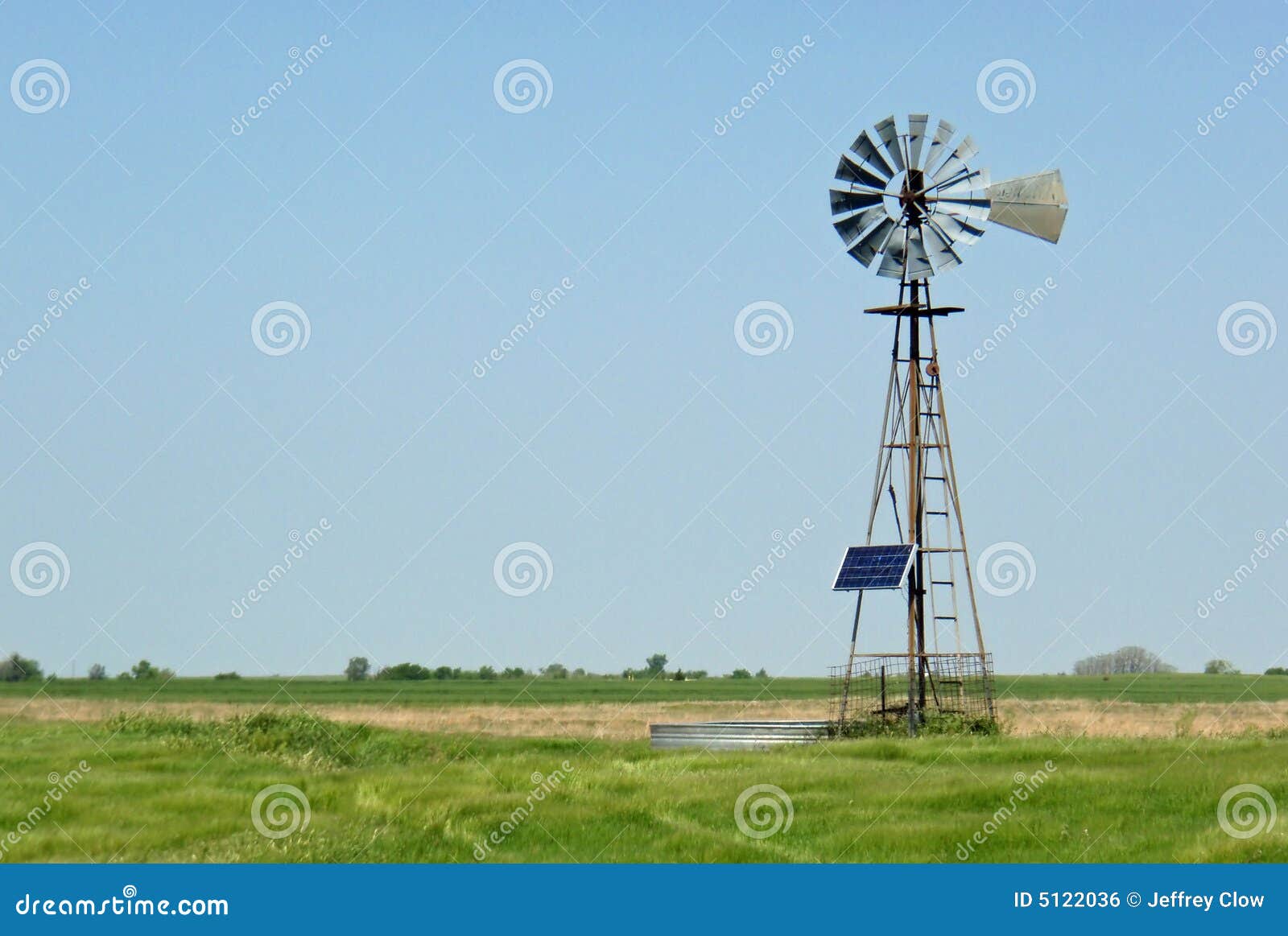 Solar Powered Windmill on the Ranch Stock Photo - Image of wind ...