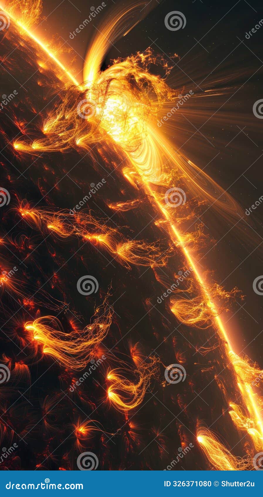 Solar Prominences Huge Eruptions Moving Gracefully through Space Stock ...