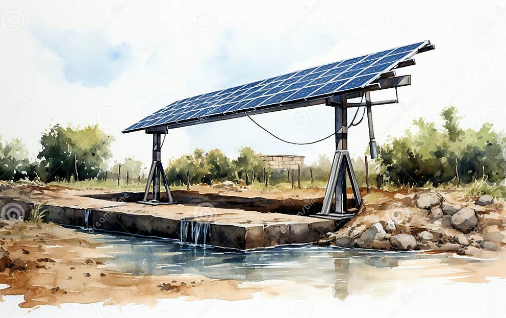 Solar Pumps Background White -Generative Ai Stock Photo - Image of ...