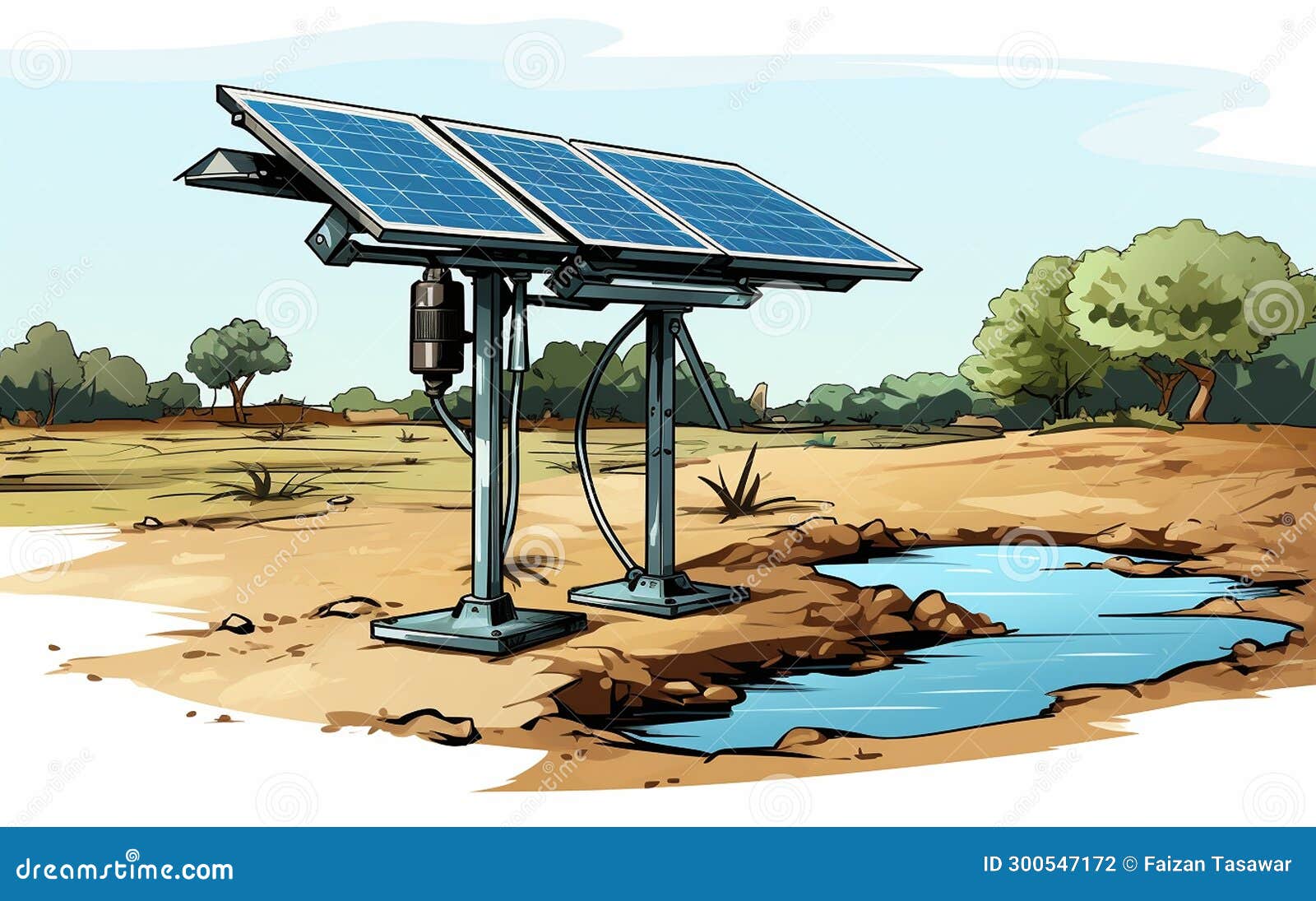 Solar Pumps White Background -Generative Ai Stock Illustration ...