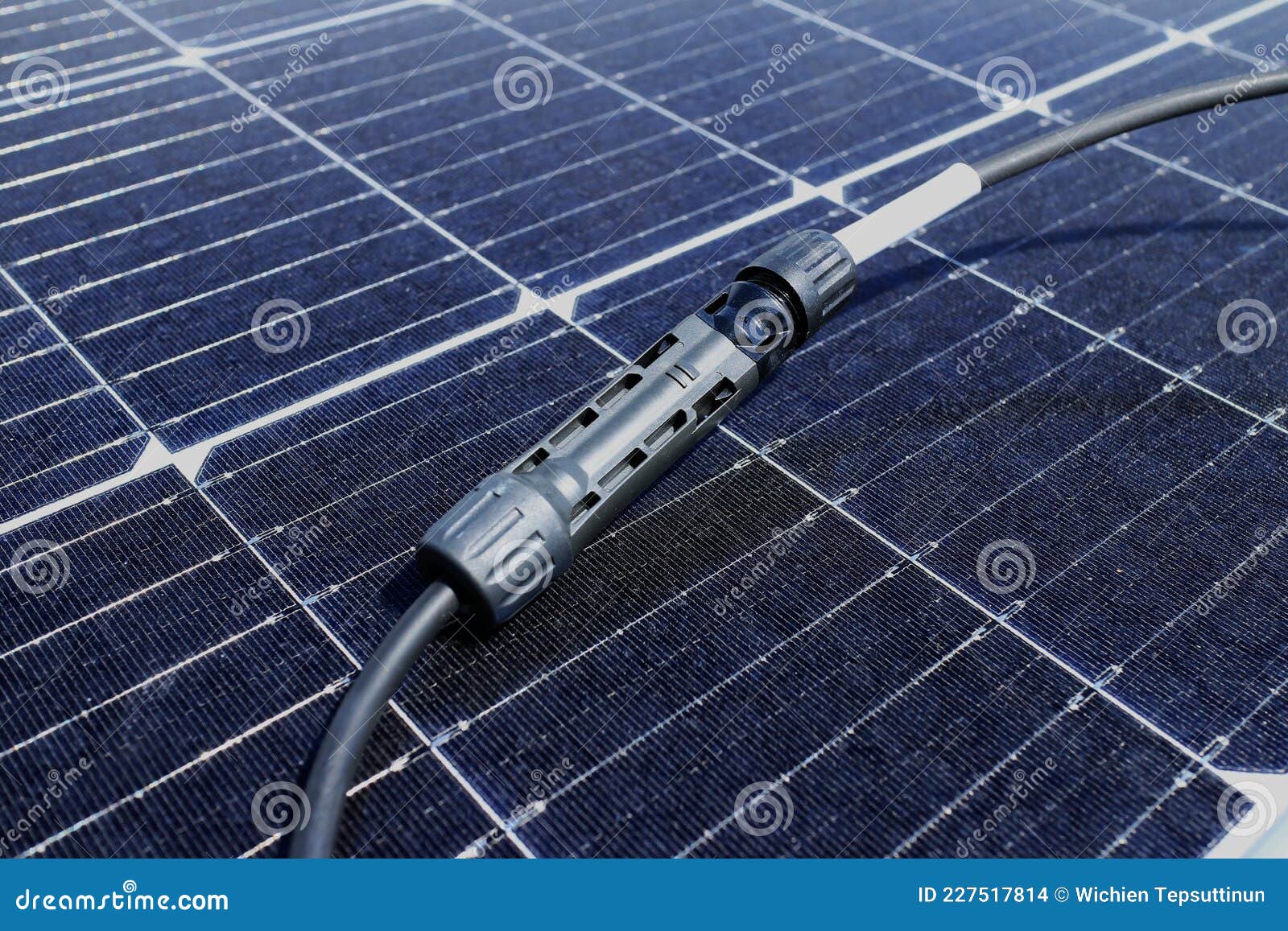 Solar PV Connectors Male and Female Connected Together Laid on Solar ...