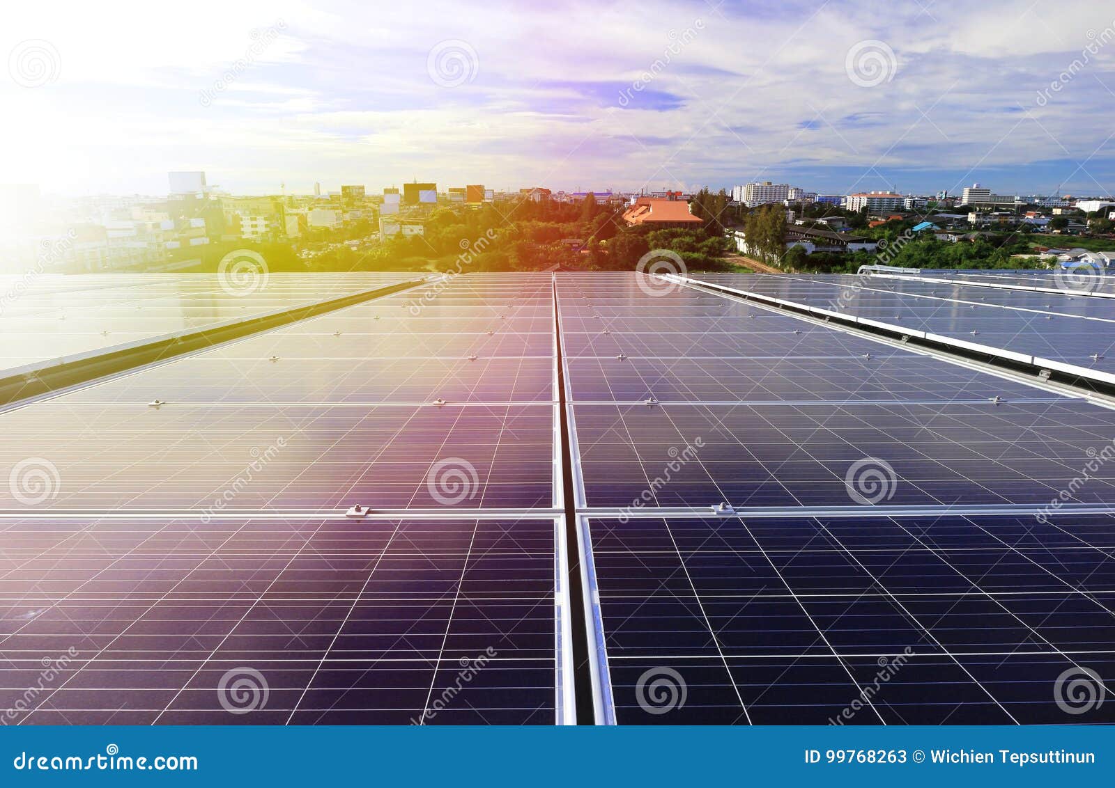 Solar PV Rooftop Beautiful Sunlight Stock Image - Image of electricity ...