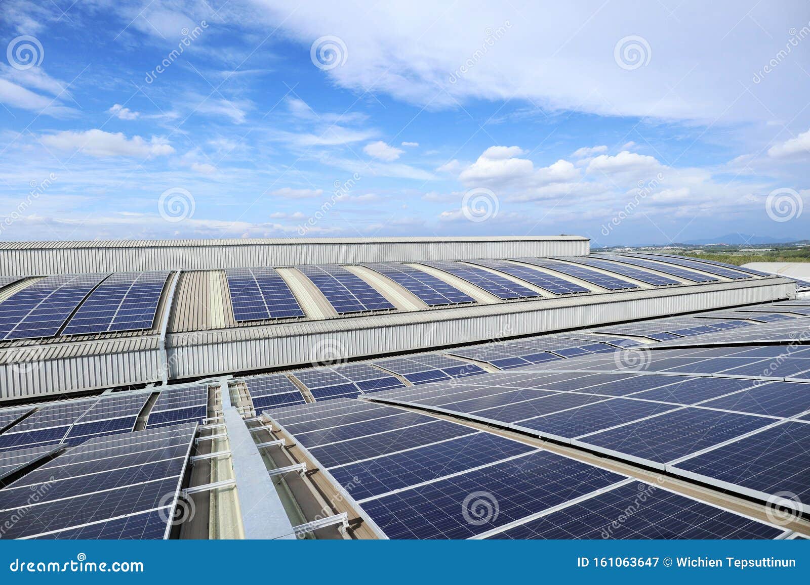 Solar PV Rooftop on Curve Roof Under Beautiful Sky Stock Image - Image ...