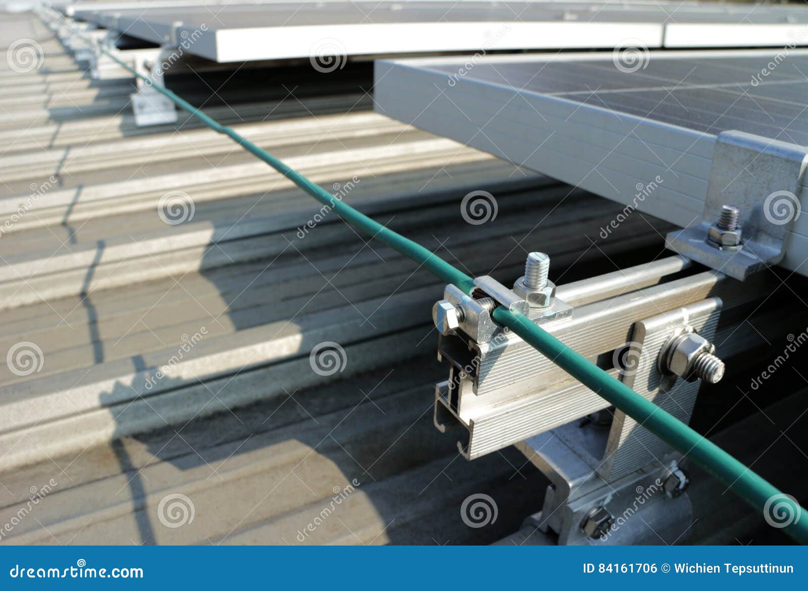 Solar PV Rooftop Grounding System Stock Photo - Image of clamp ...