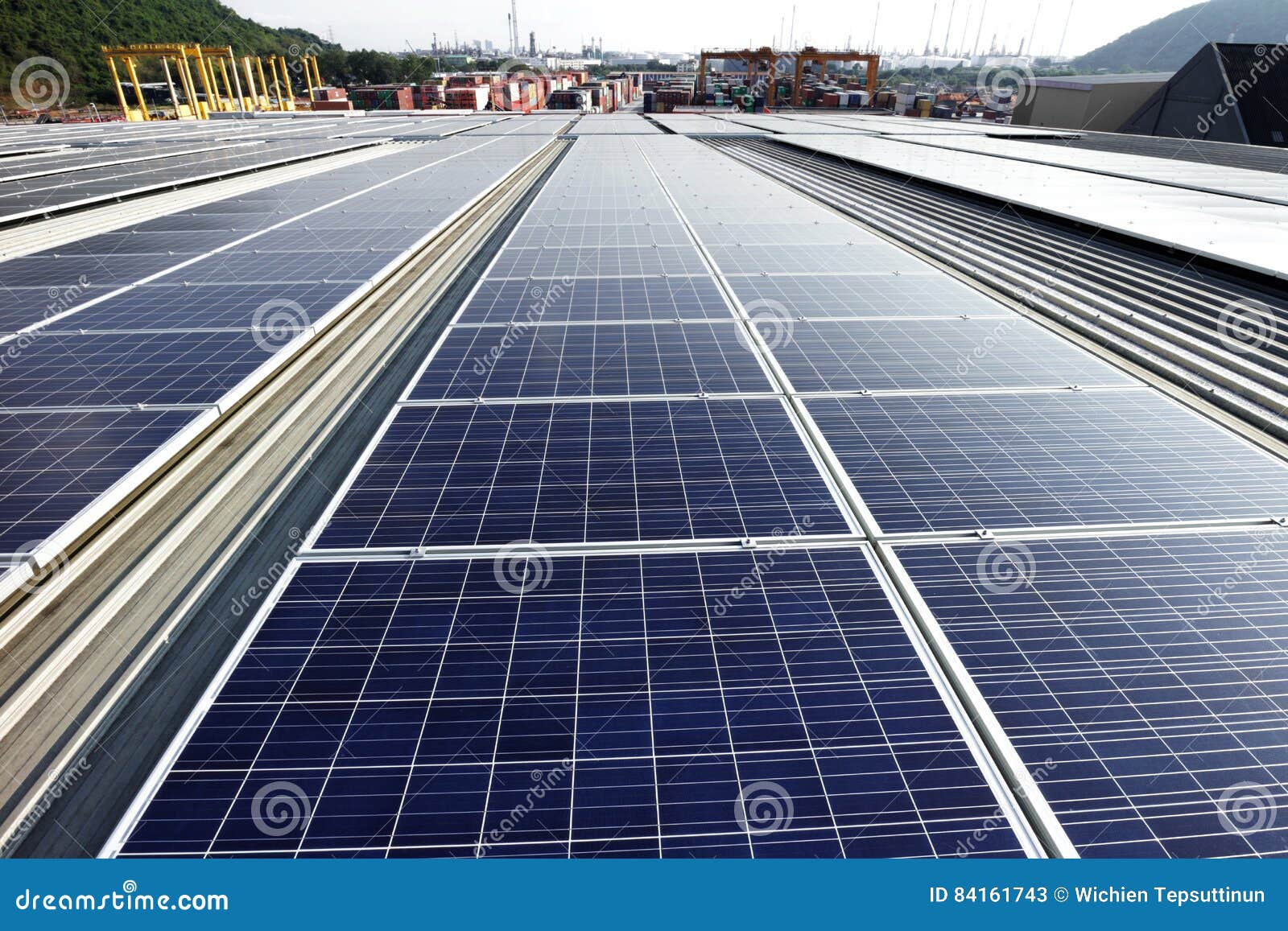 Solar PV Rooftop System Industrial Background Stock Image - Image of ...