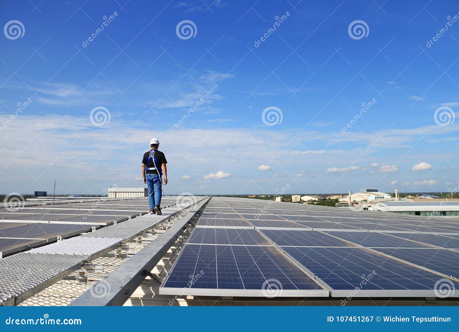 Grating Walkway Solar PV Rooftop System Royalty-Free Stock Image ...