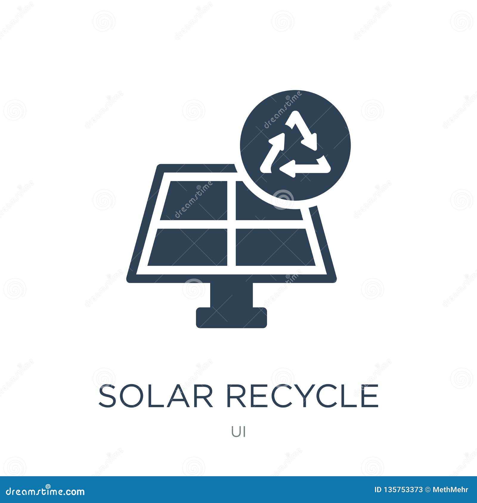 Solar Recycle Vector Icon On White Background. Flat Vector Solar ...