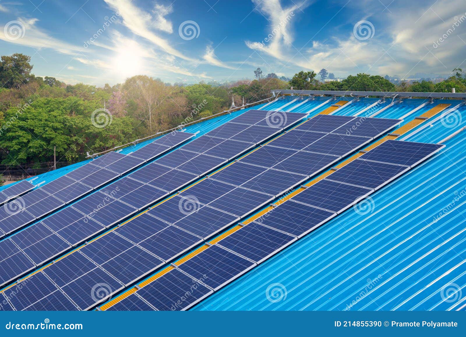 Solar Roof on Top of the Building, Solar Energy Stock Photo - Image of ...