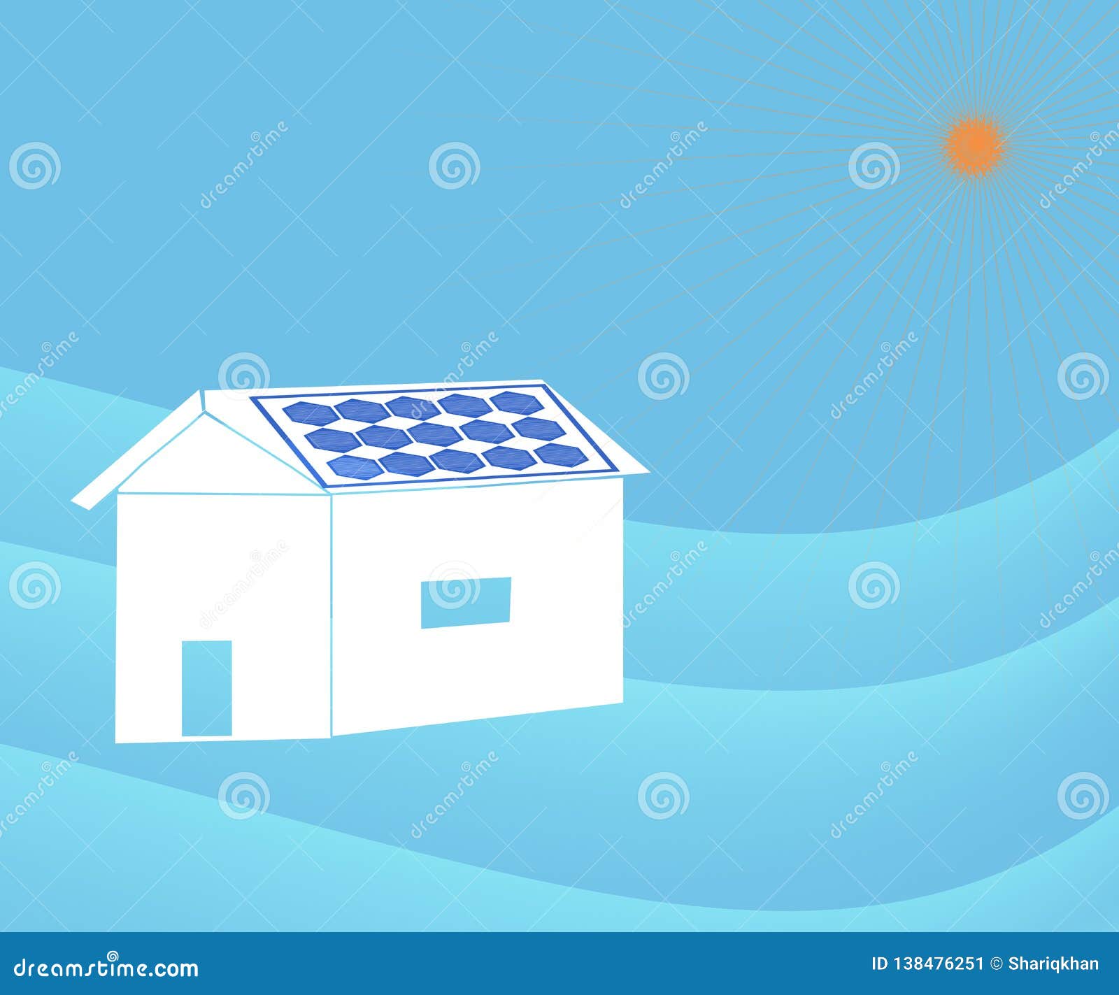 Solar Rooftop Panel and Solar Energy Stock Illustration - Illustration ...