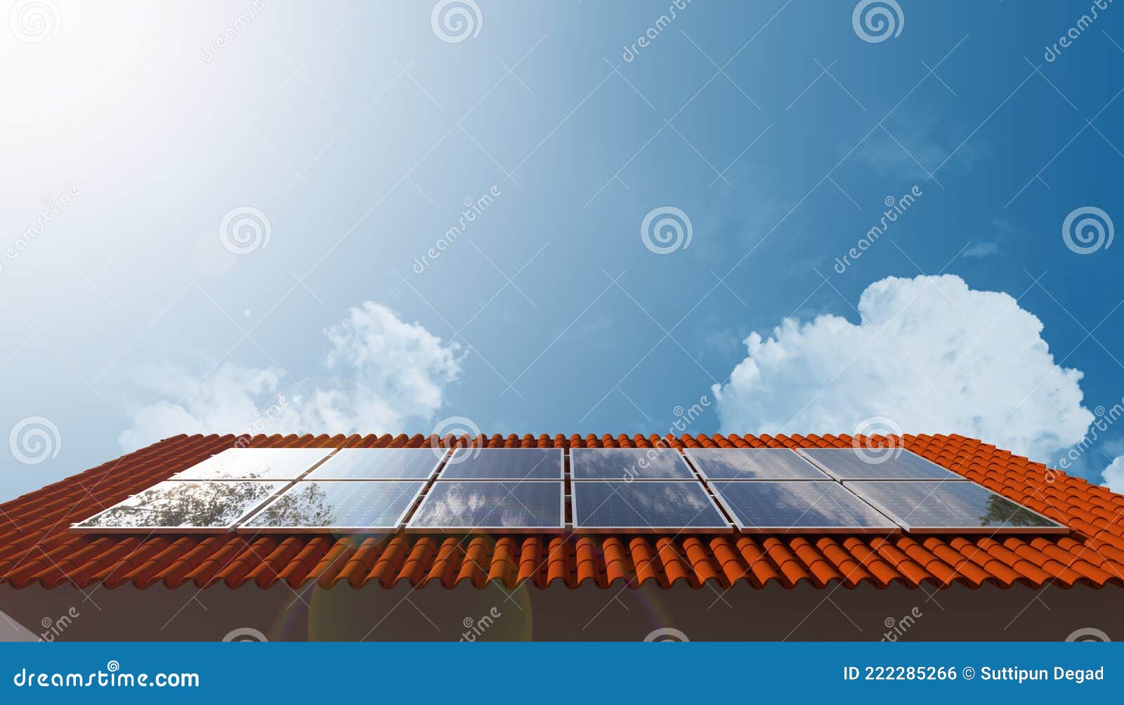 Solar Rooftop Power of Green Energy. Stock Illustration - Illustration ...
