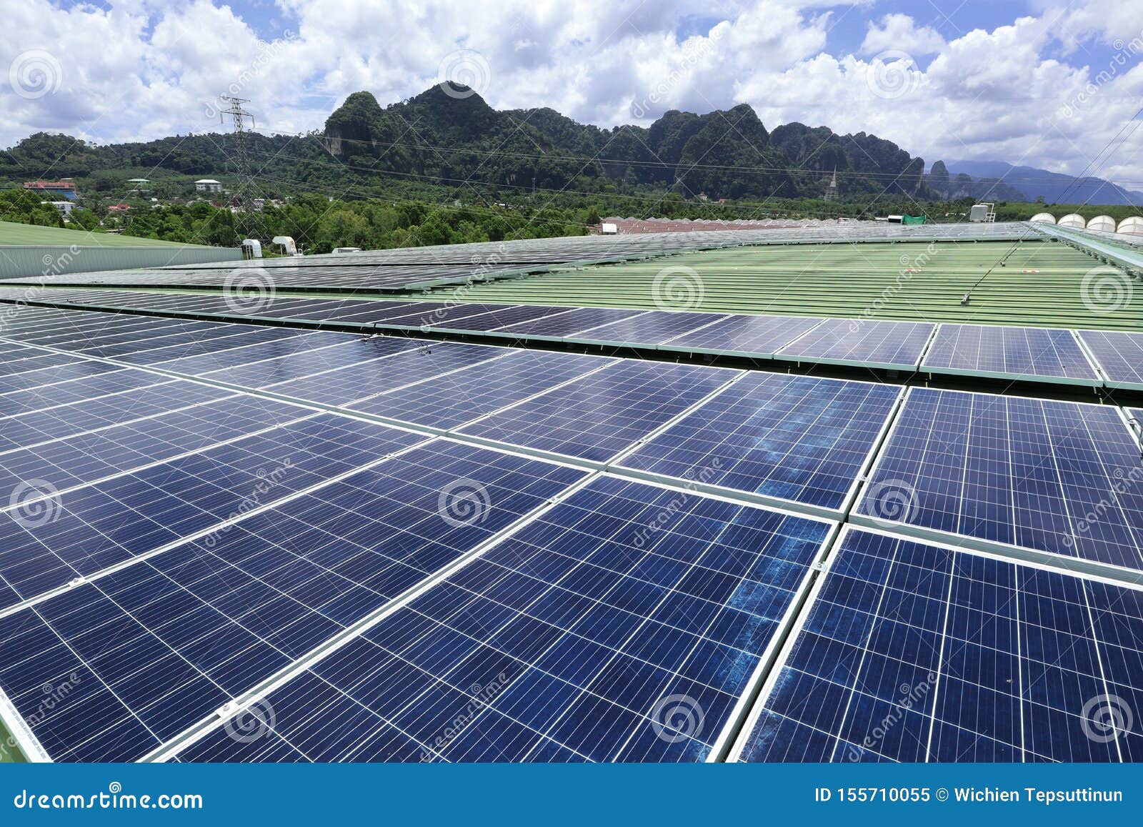 Solar PV With Mountain In The Background Stock Photo | CartoonDealer ...