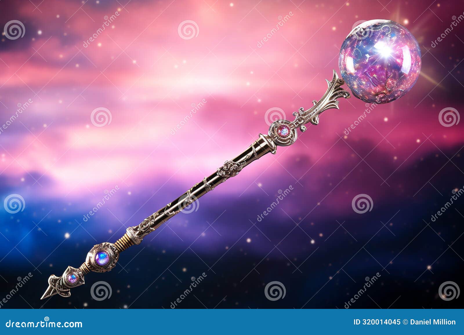 Solar Scepter Fantasy Sky Night Gazing Stock Illustration ...