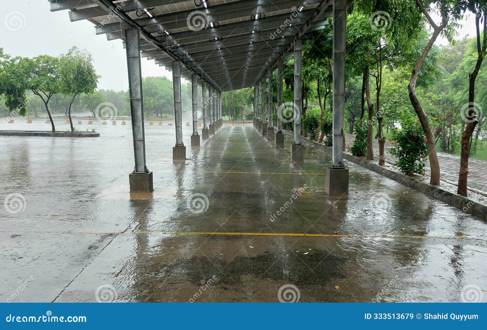 Solar Shed for Car Parking and Rain Stock Image - Image of waterway ...