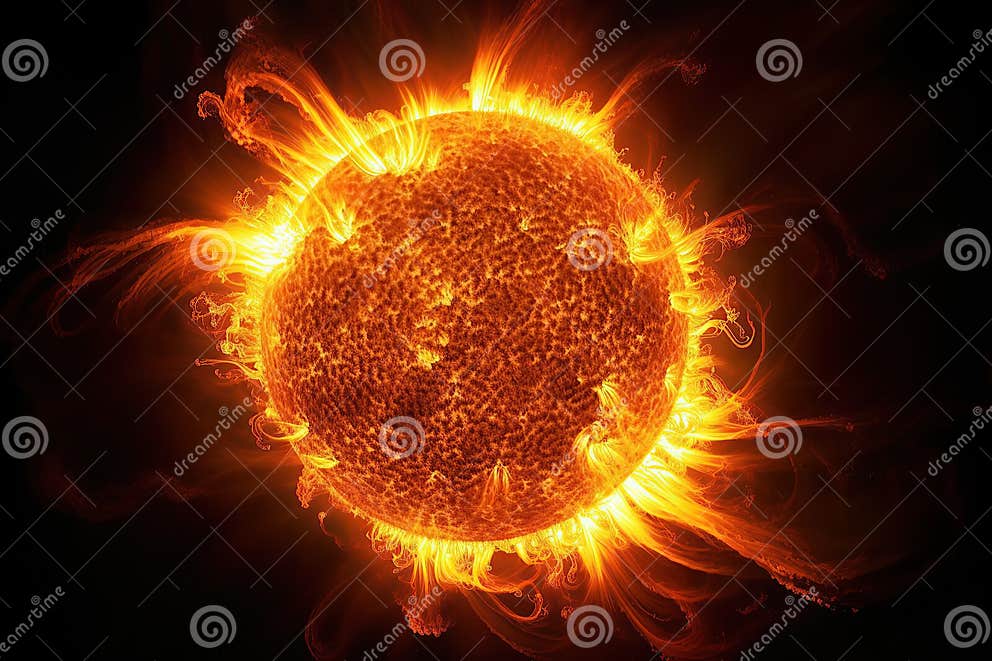 Solar Storm Showing the Whole Sun Generative AI Stock Illustration ...