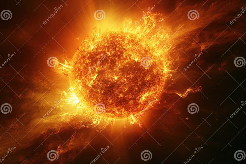 Solar Storm Showing the Whole Sun Generative AI Stock Illustration ...