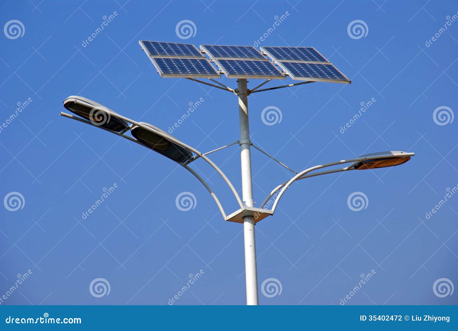 Solar street lamps stock photo. Image of lighting, electric - 35402472