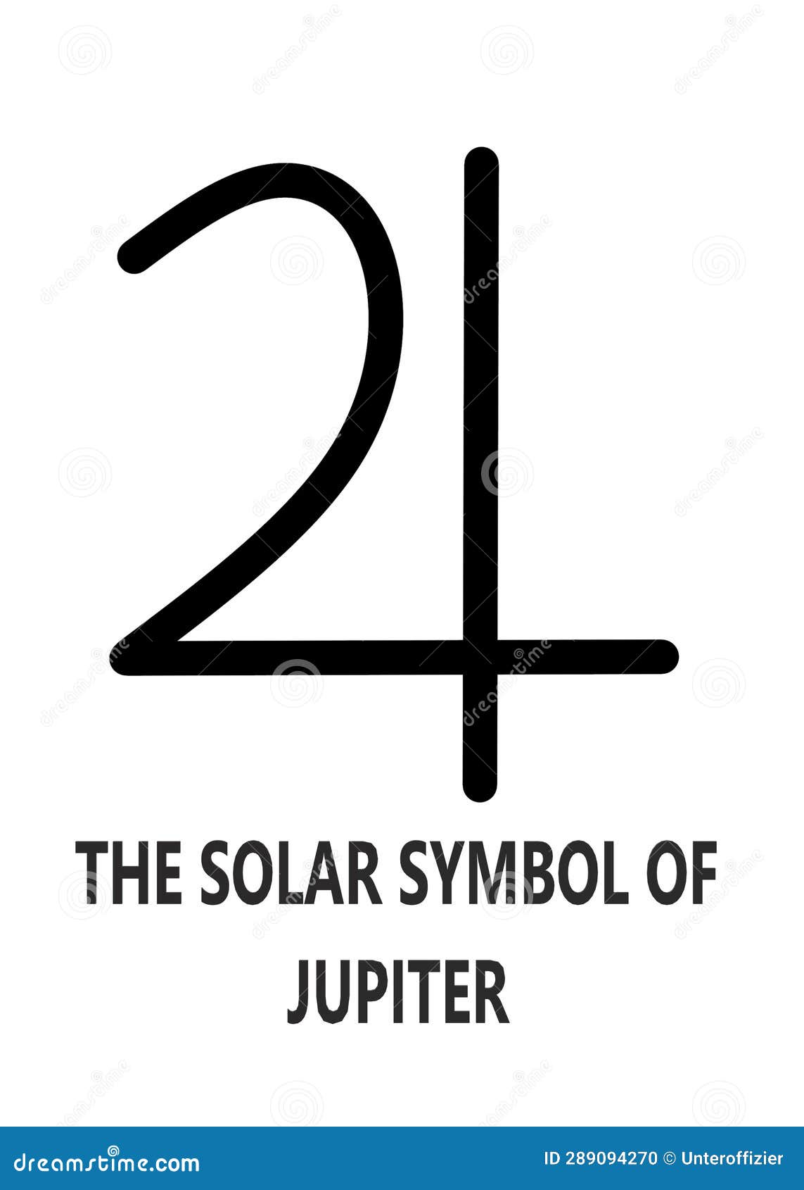 The Solar Symbol of Jupiter with Description Words White Backdrop Stock ...