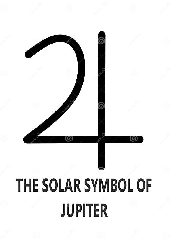 The Solar Symbol of Jupiter with Description Words White Backdrop Stock ...
