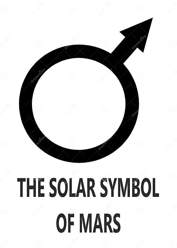 The Solar Symbol of Mars with Description Words White Backdrop Stock ...