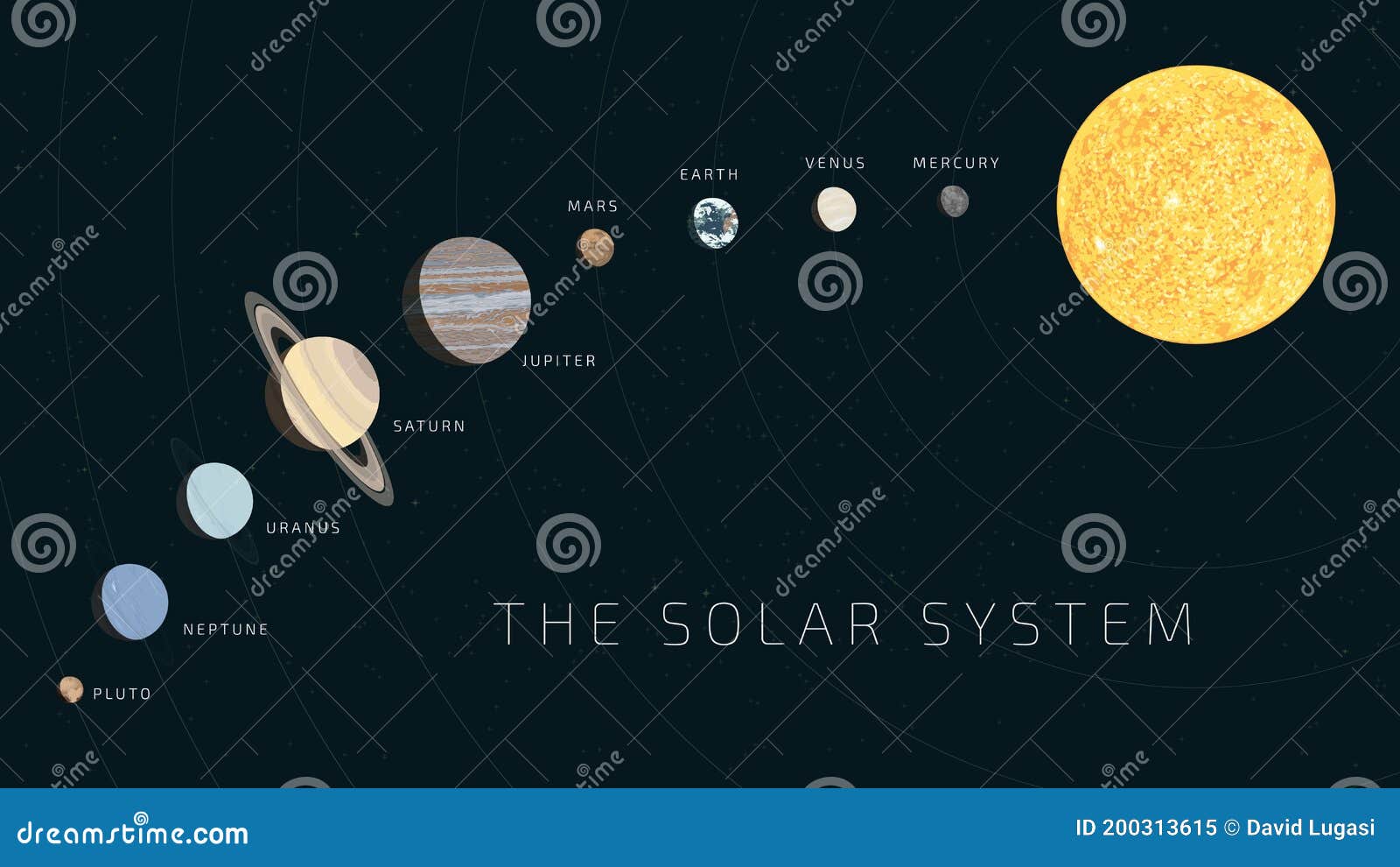 The Solar System with Nine Planets Stock Vector - Illustration of night ...