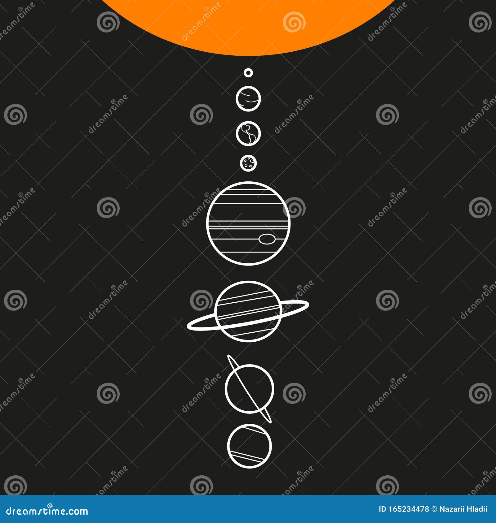 Solar System Art Design. Sun and Planets Symbol. Vector Illustration ...
