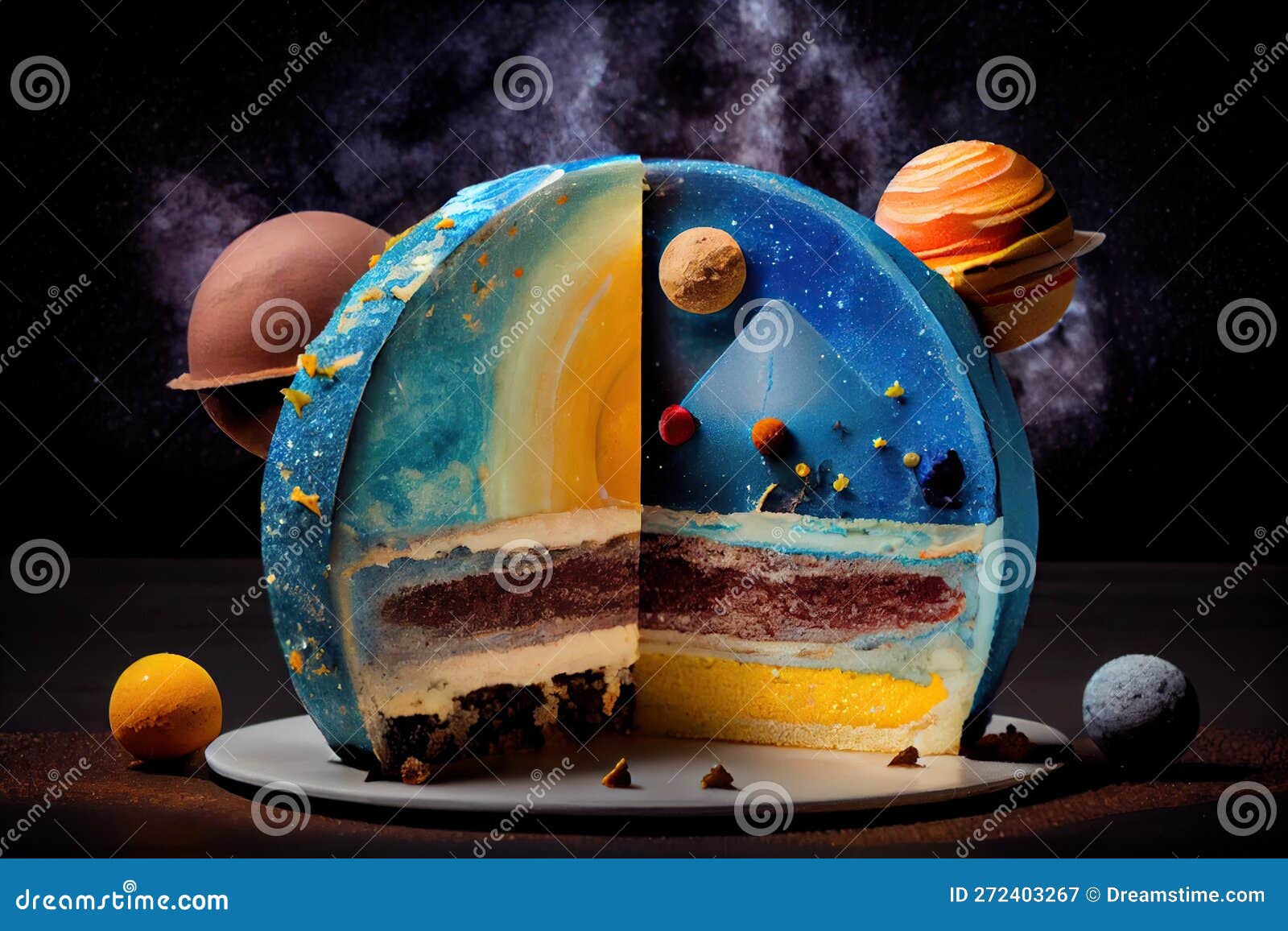 Solar System As a Cake, Created with Generative AI Technology Stock ...