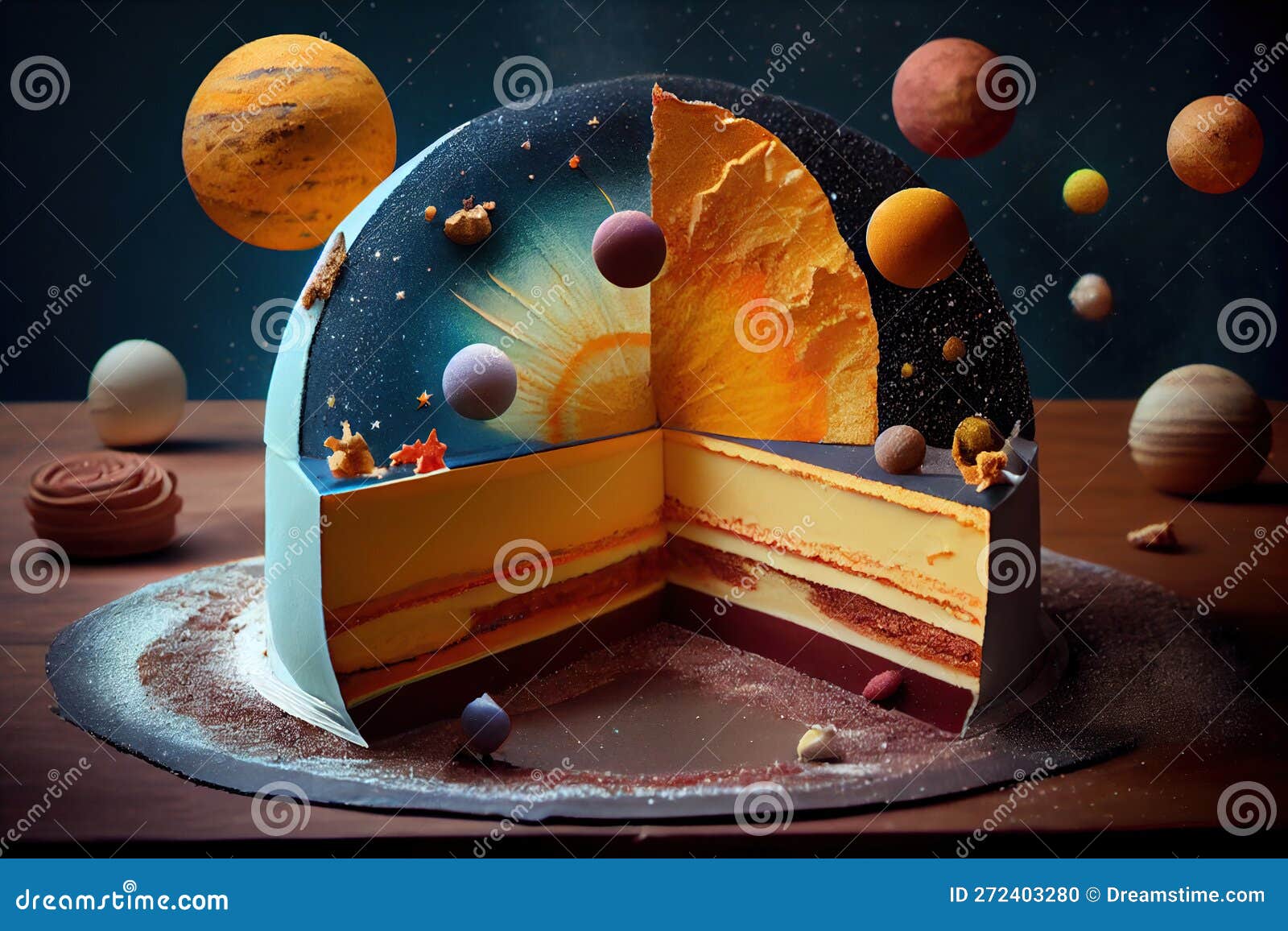 Solar System As a Cake, Created with Generative AI Technology Stock ...