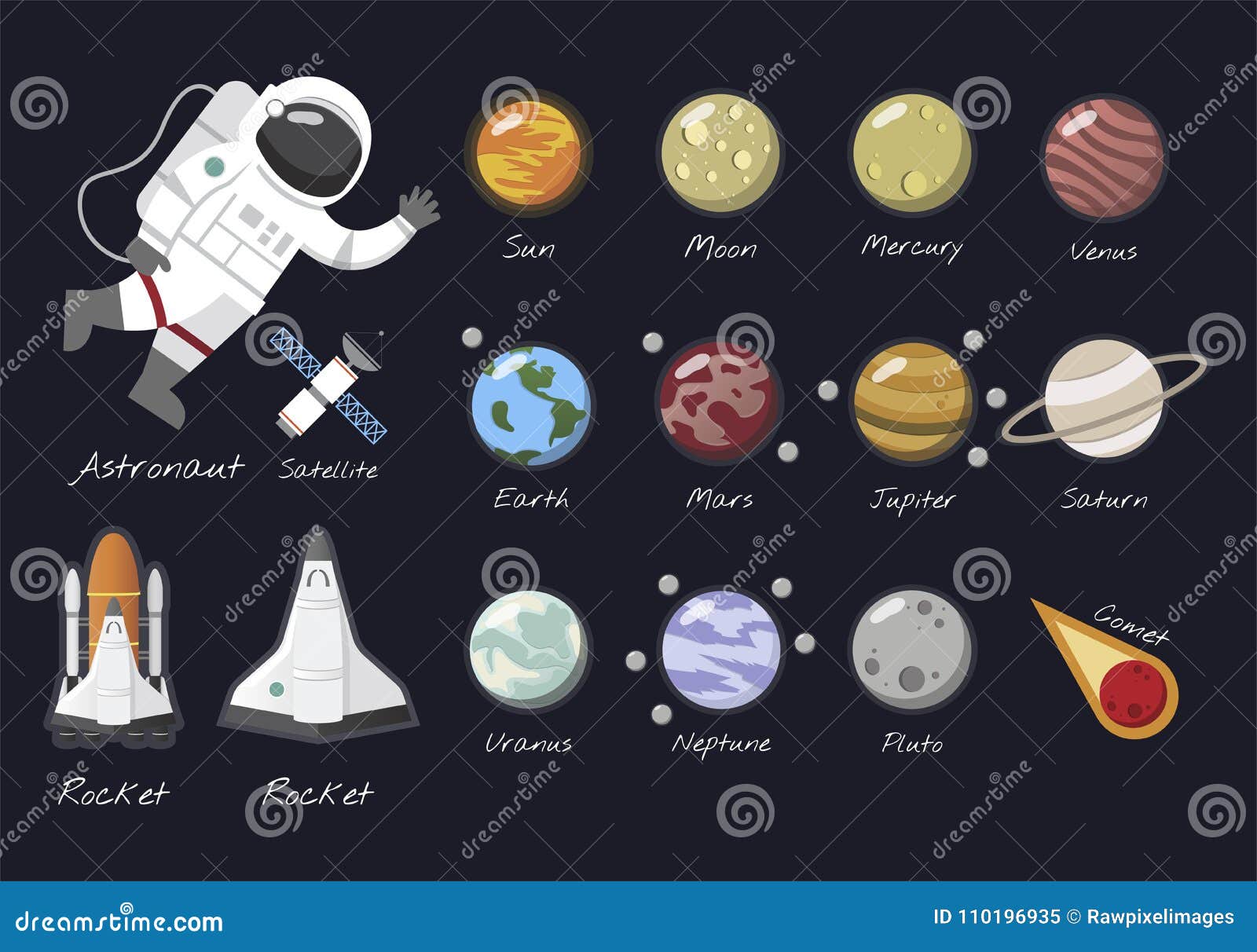 The Solar System Astronaut Illustration Stock Illustration ...